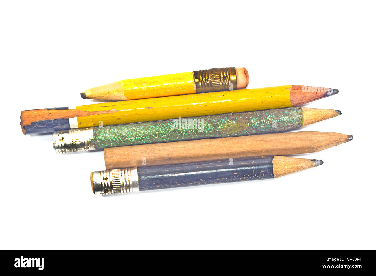 Used wooden pencil isolated on white Stock Photo - Alamy