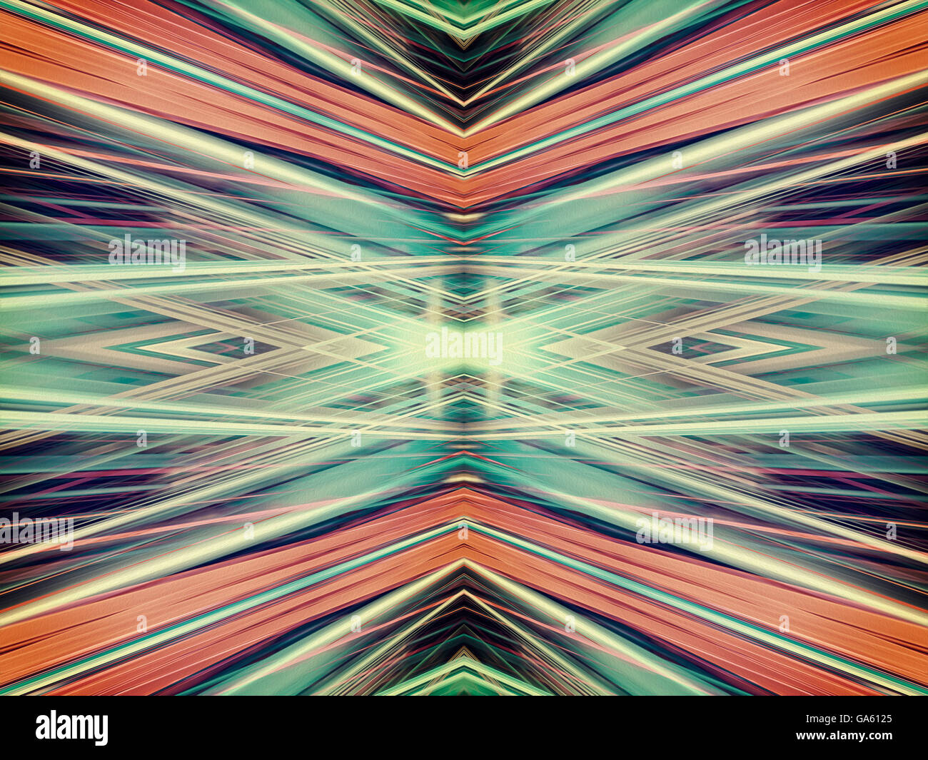 Orange and green Art Deco kaleidoscope background Stock Photo - Alamy
