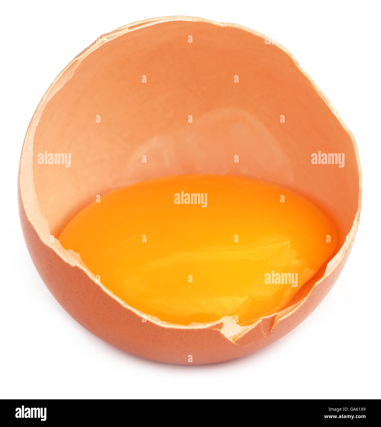Broken egg over white background Stock Photo - Alamy