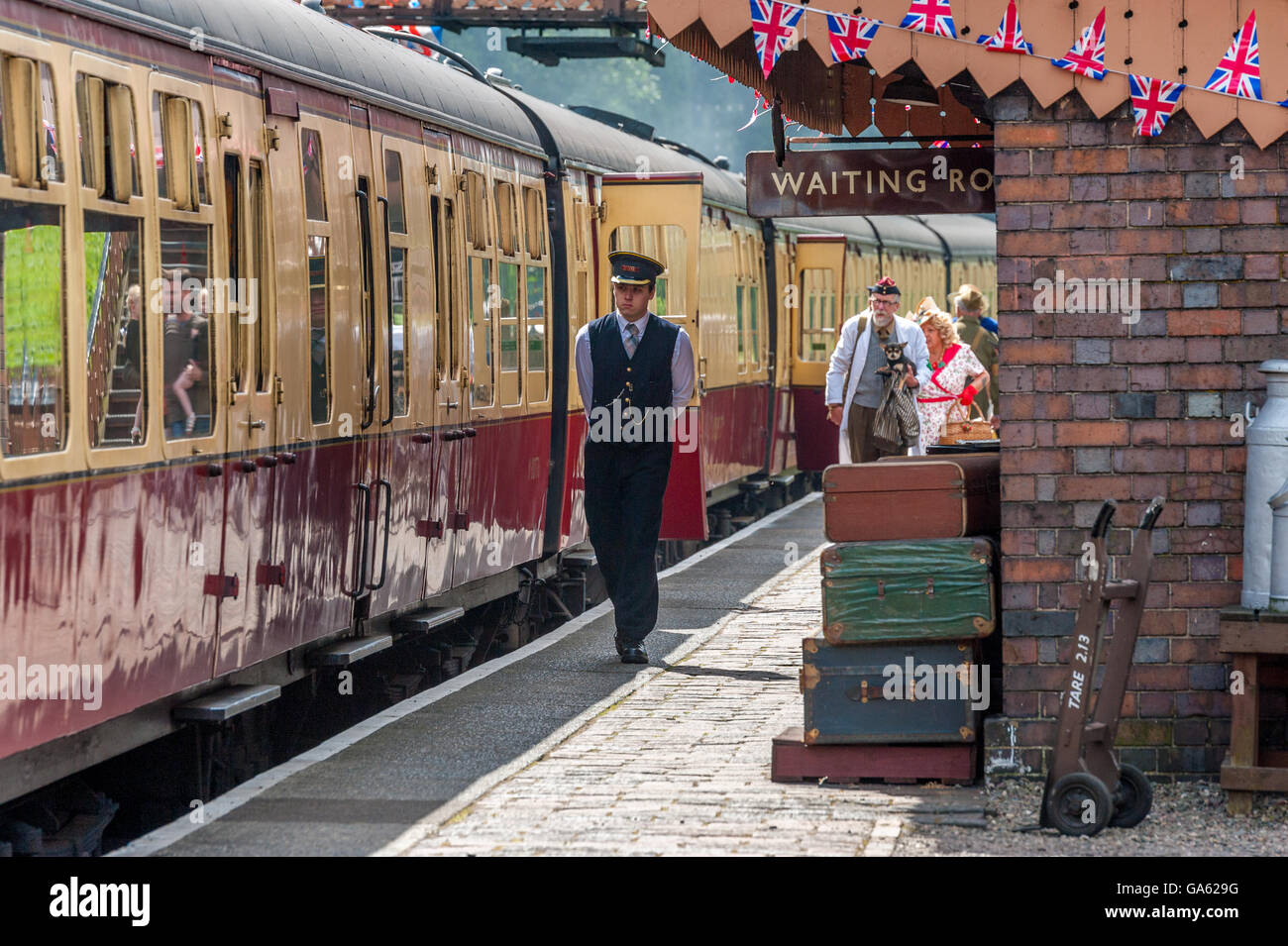 Train guards on the platform of the severn valley railway at bridgnorth ...