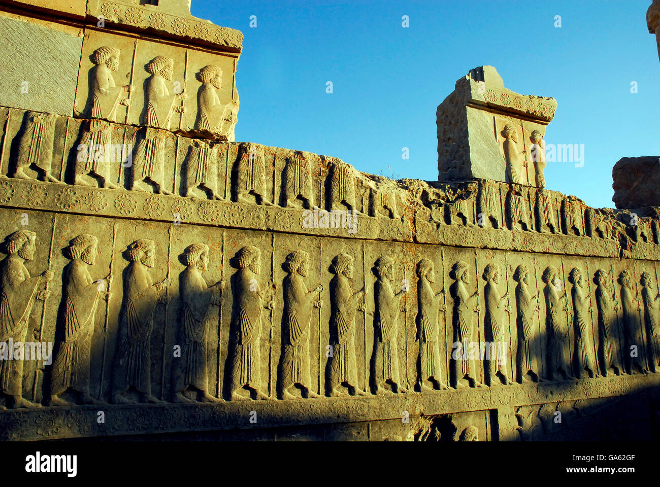 Relief detail on the wall facade of the Apadana at the old city ...