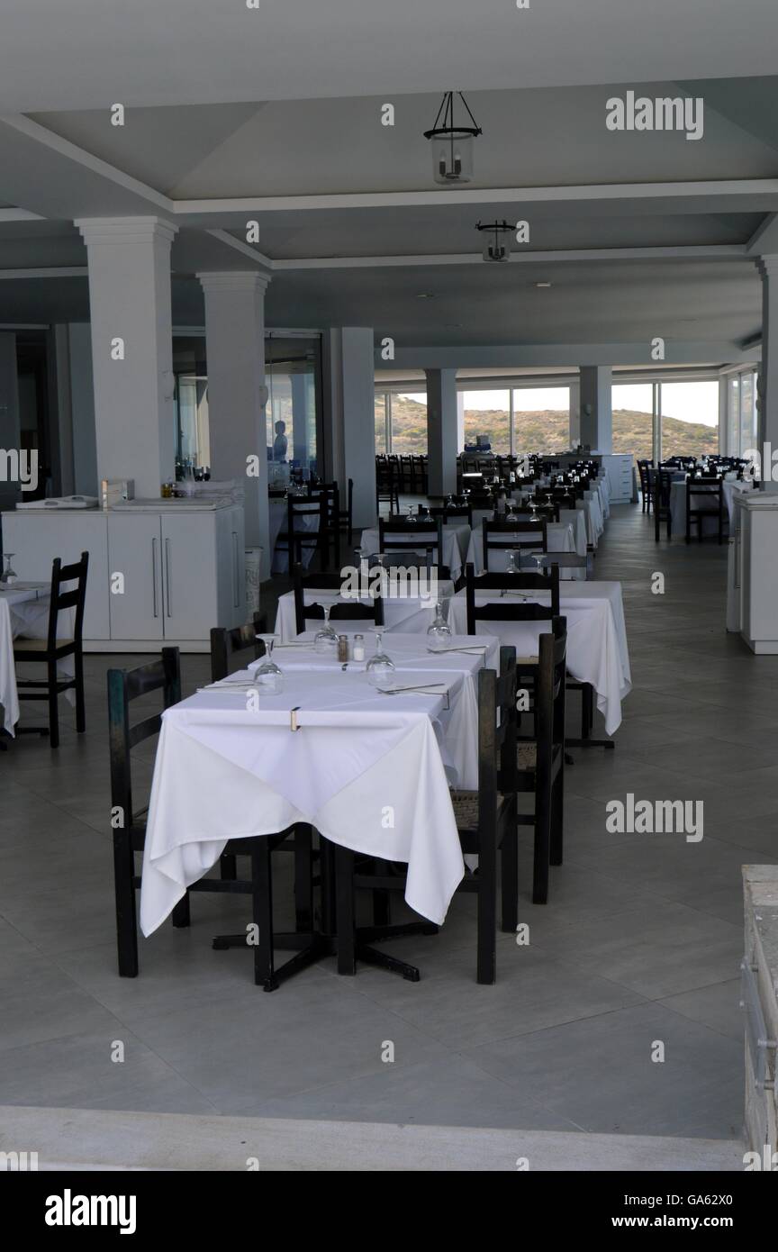 Dining room with a plate glass window and a terrace Stock Photo - Alamy
