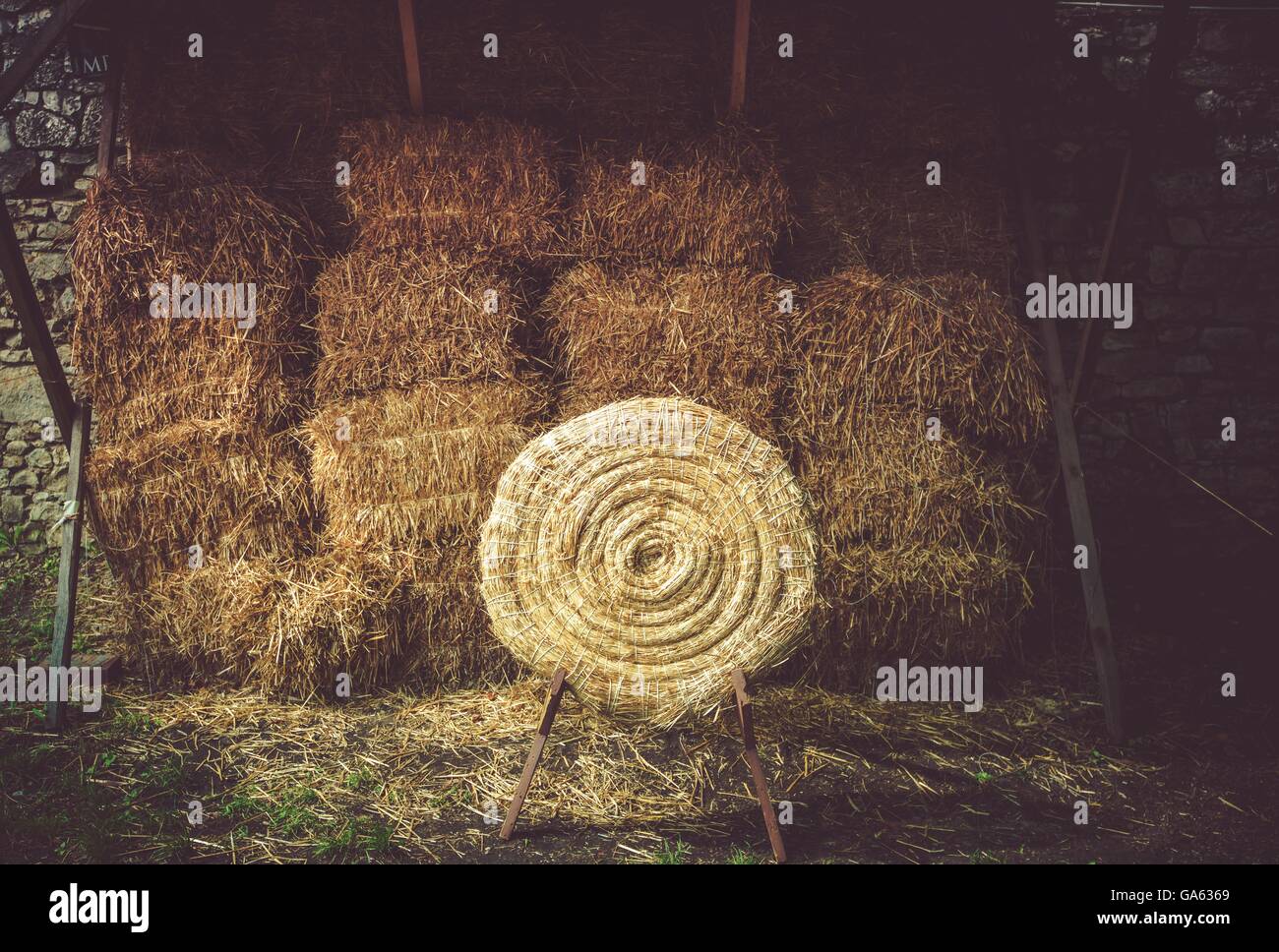 Straw Hay Archery Target For Archery Practicing Stock Photo - Alamy