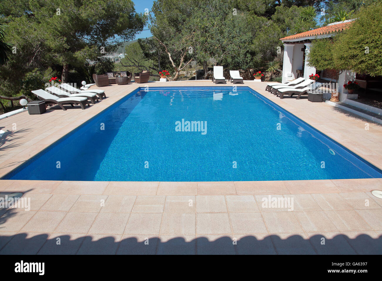 Pool in sunshine Stock Photo - Alamy