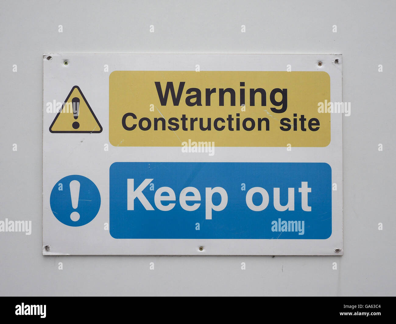 Warning construction site keep out safety sign Stock Photo - Alamy