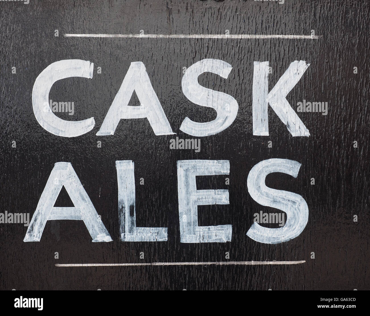 Cask ales sign outside a British pub serving real ale Stock Photo - Alamy