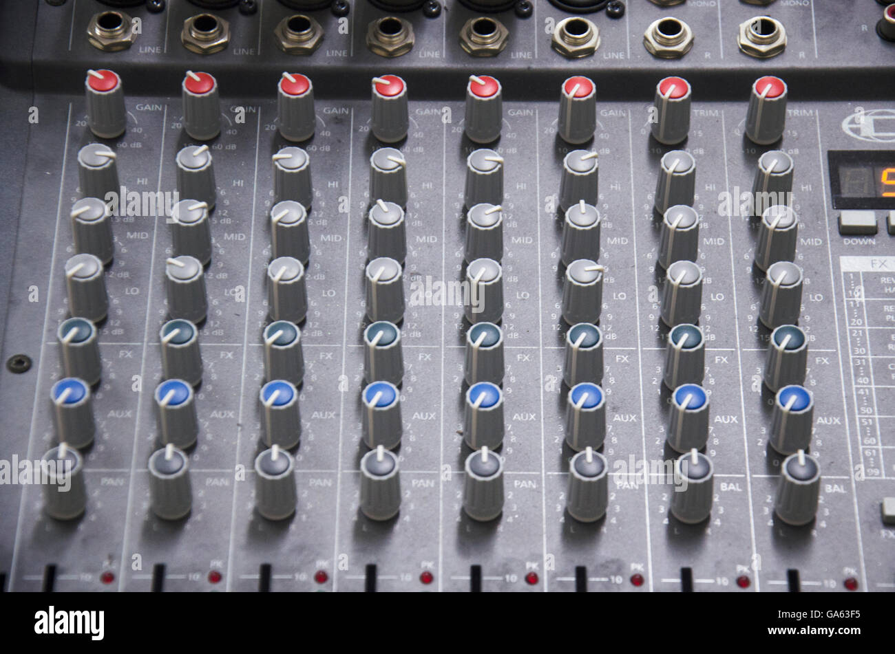 Button on panel board of sound effect controller for control sound in ...