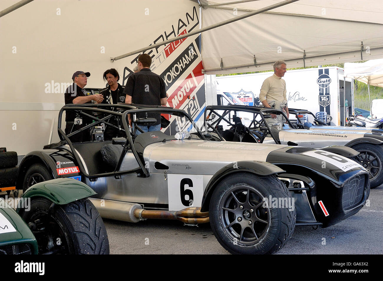 The park closed Caterham inside view where mechanics is working to ...