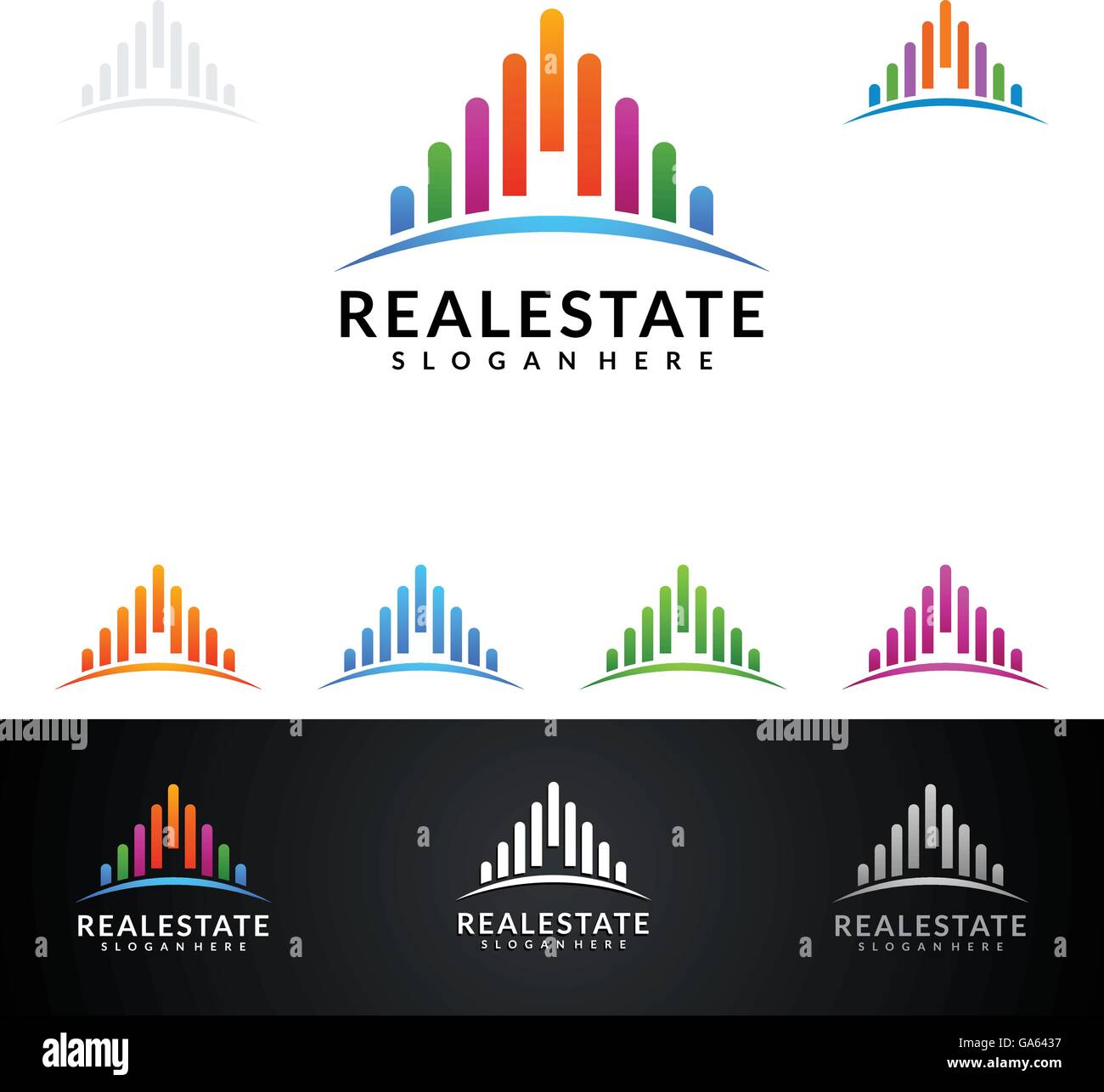 real estate vector logo design, abstract building with line shape ...