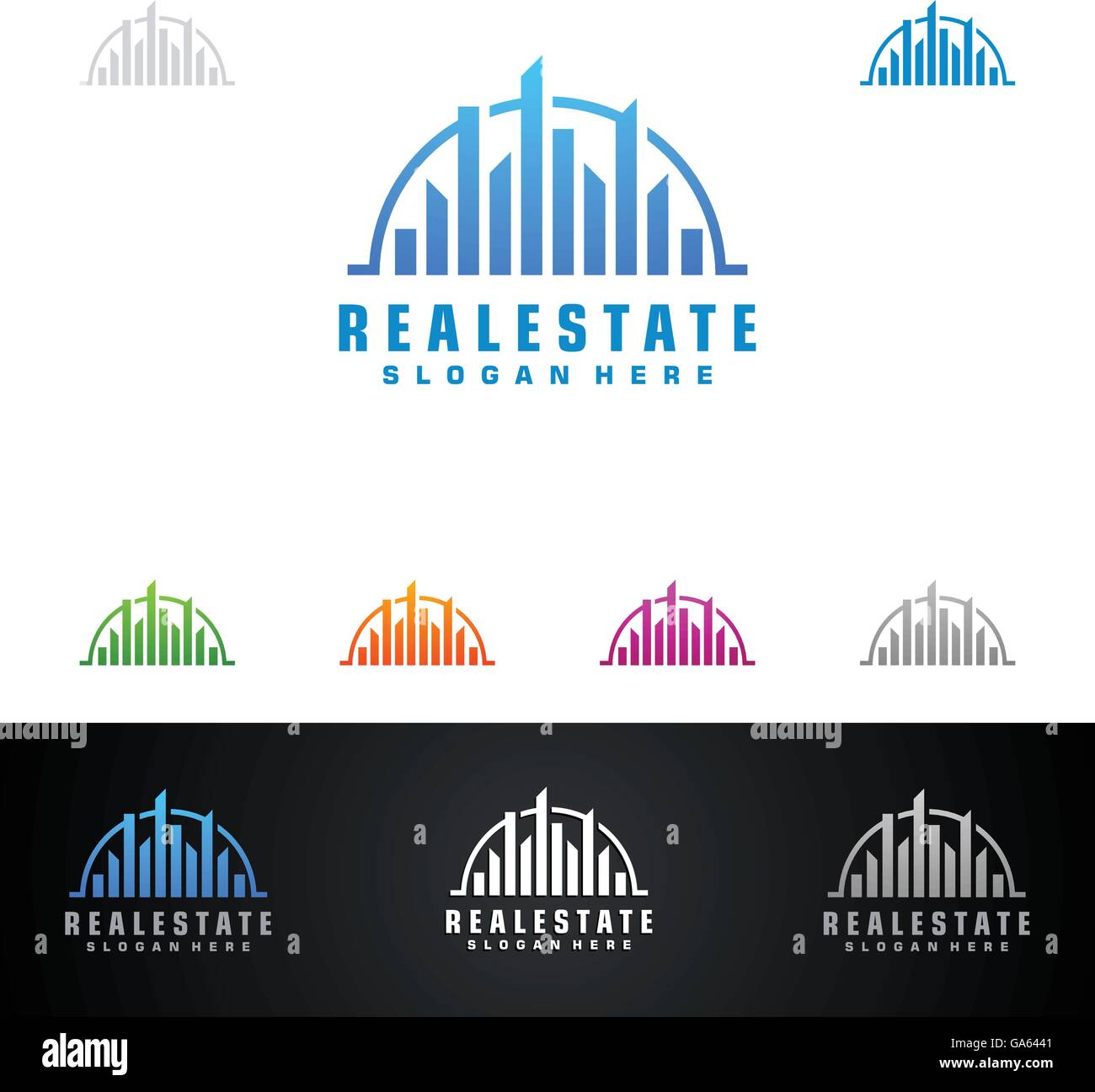 real estate vector logo design, abstract building with line shape ...