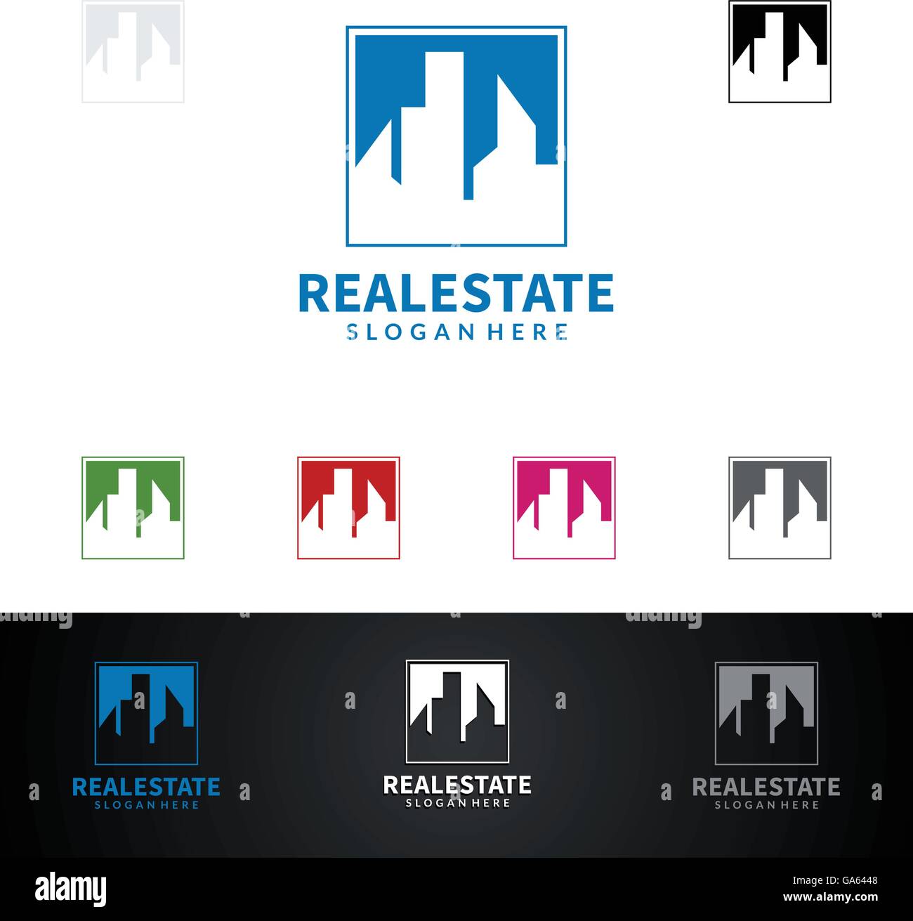 real estate vector logo design, abstract building with line shape ...