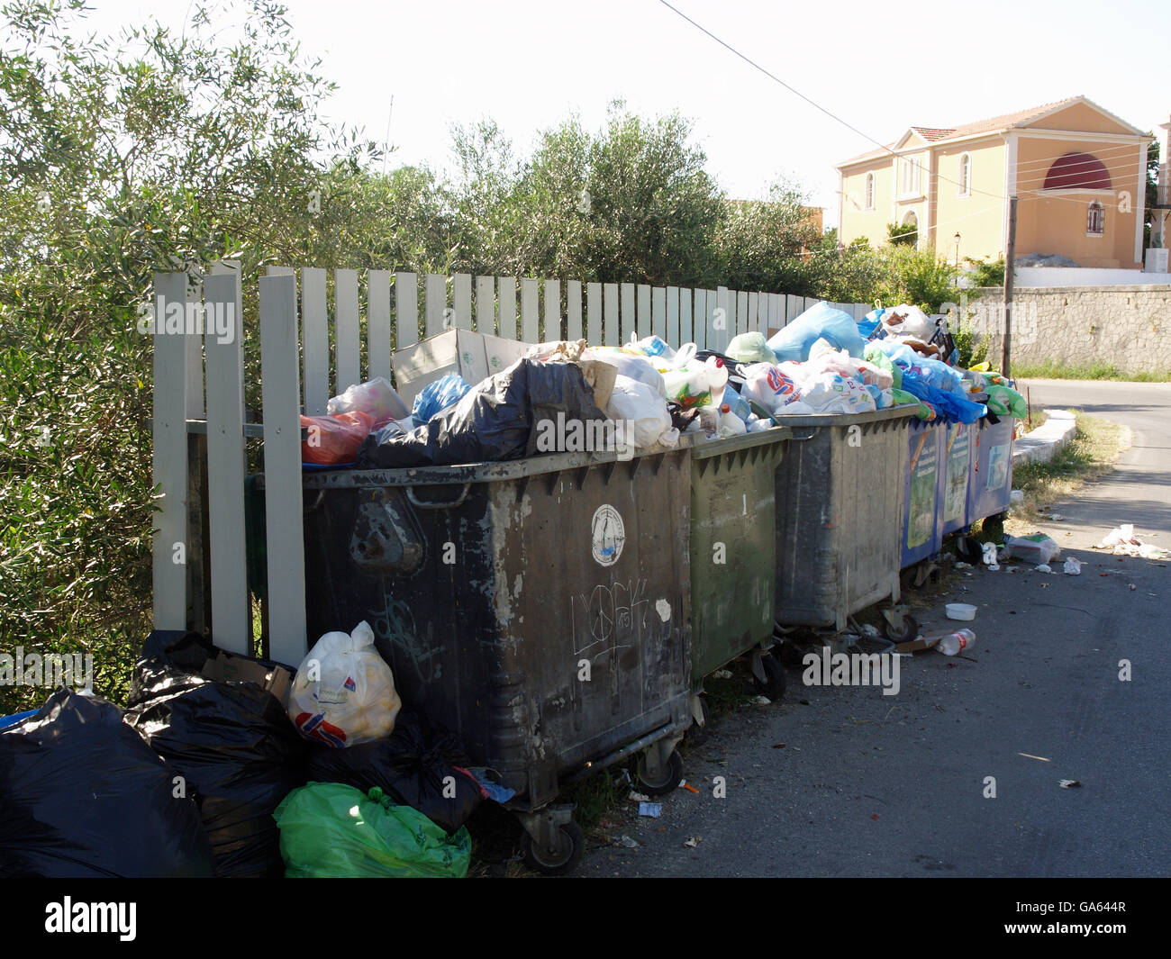 Piles of rubbish in Corfu Greece as Temploni landfill refuse dump ...