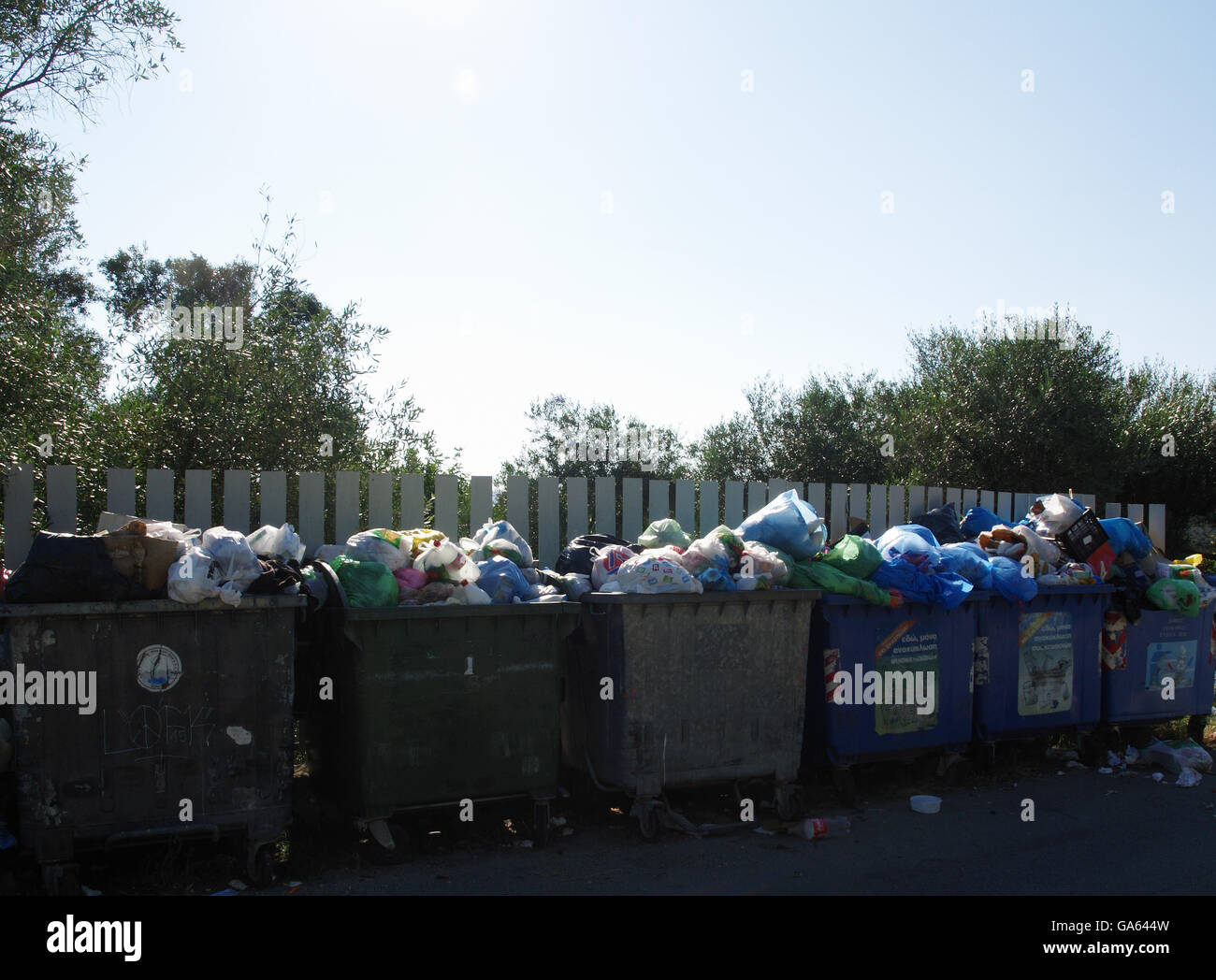 Piles of rubbish in Corfu Greece as Temploni landfill refuse dump ...