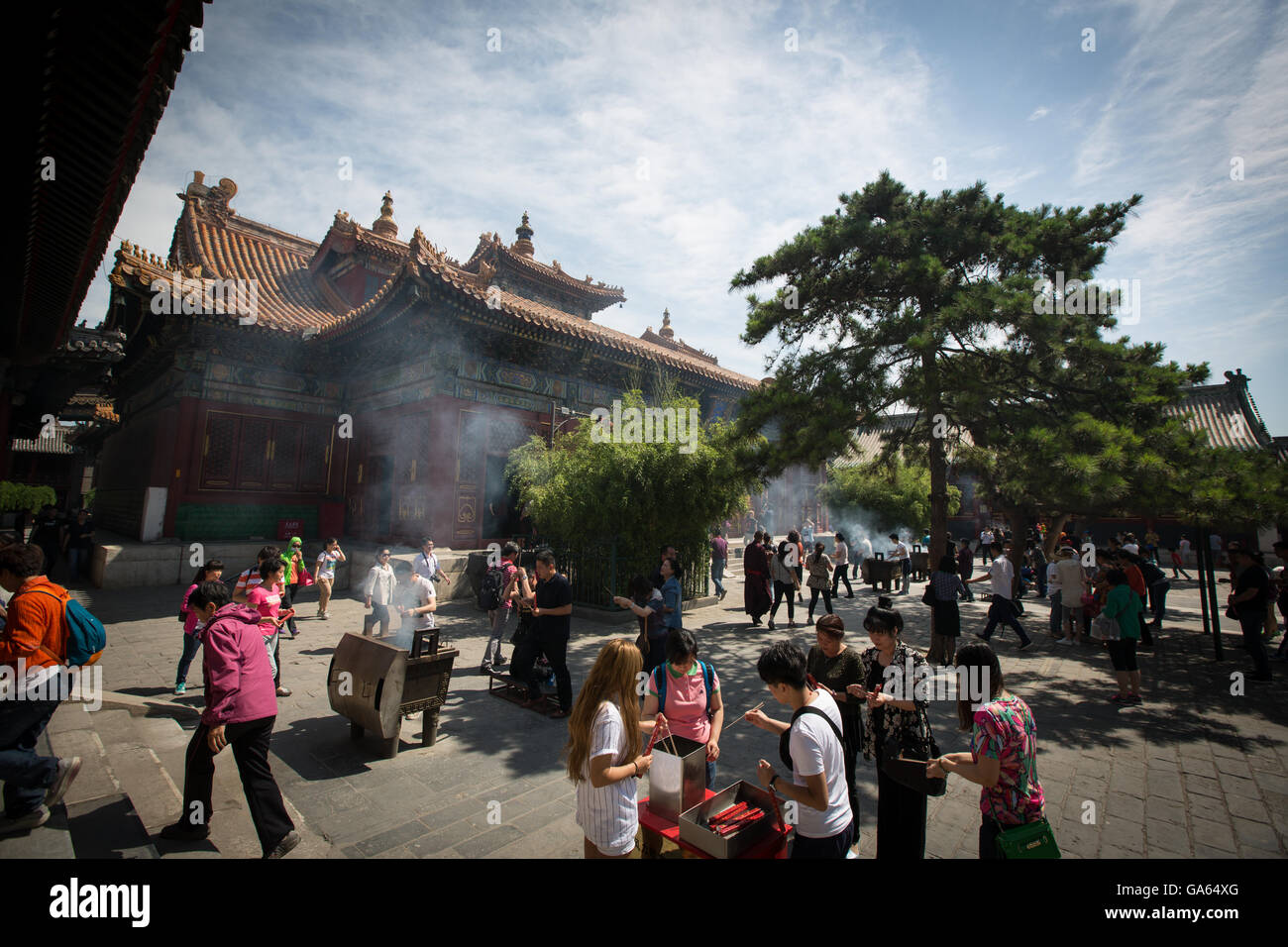 Yonghe Temple, also known as Lama Temple or Lamasery, in Beijing, China ...