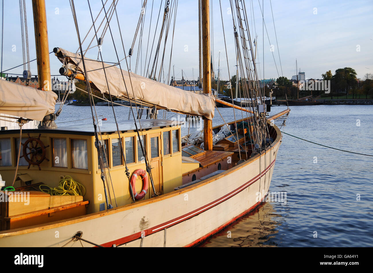 Stockholm, Ship, Pier, Island, Skeppsholmen, Royal Palace Stock Photo ...