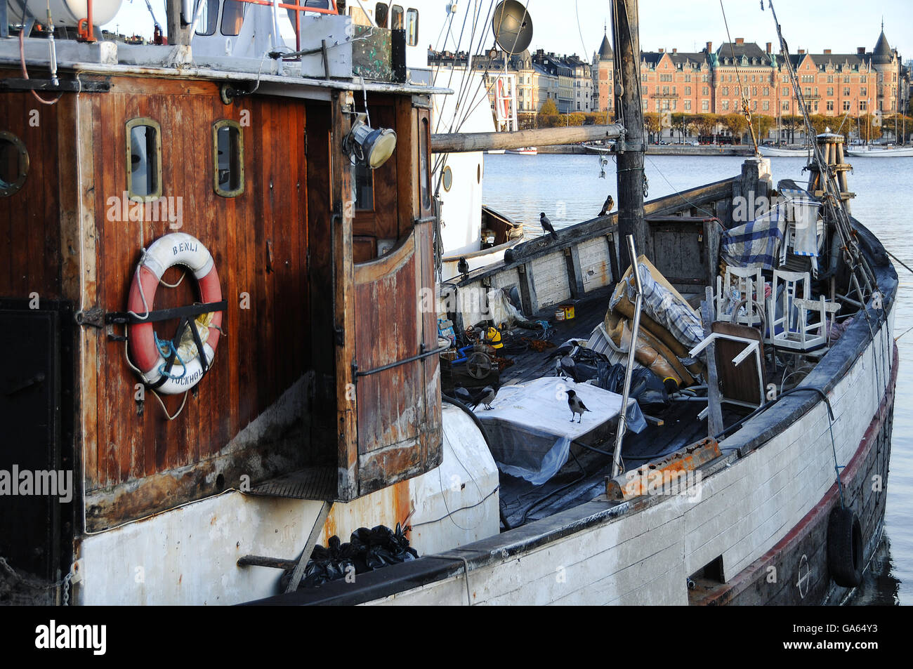 Stockholm, Ship, Pier, Island, Skeppsholmen, Royal Palace Stock Photo ...