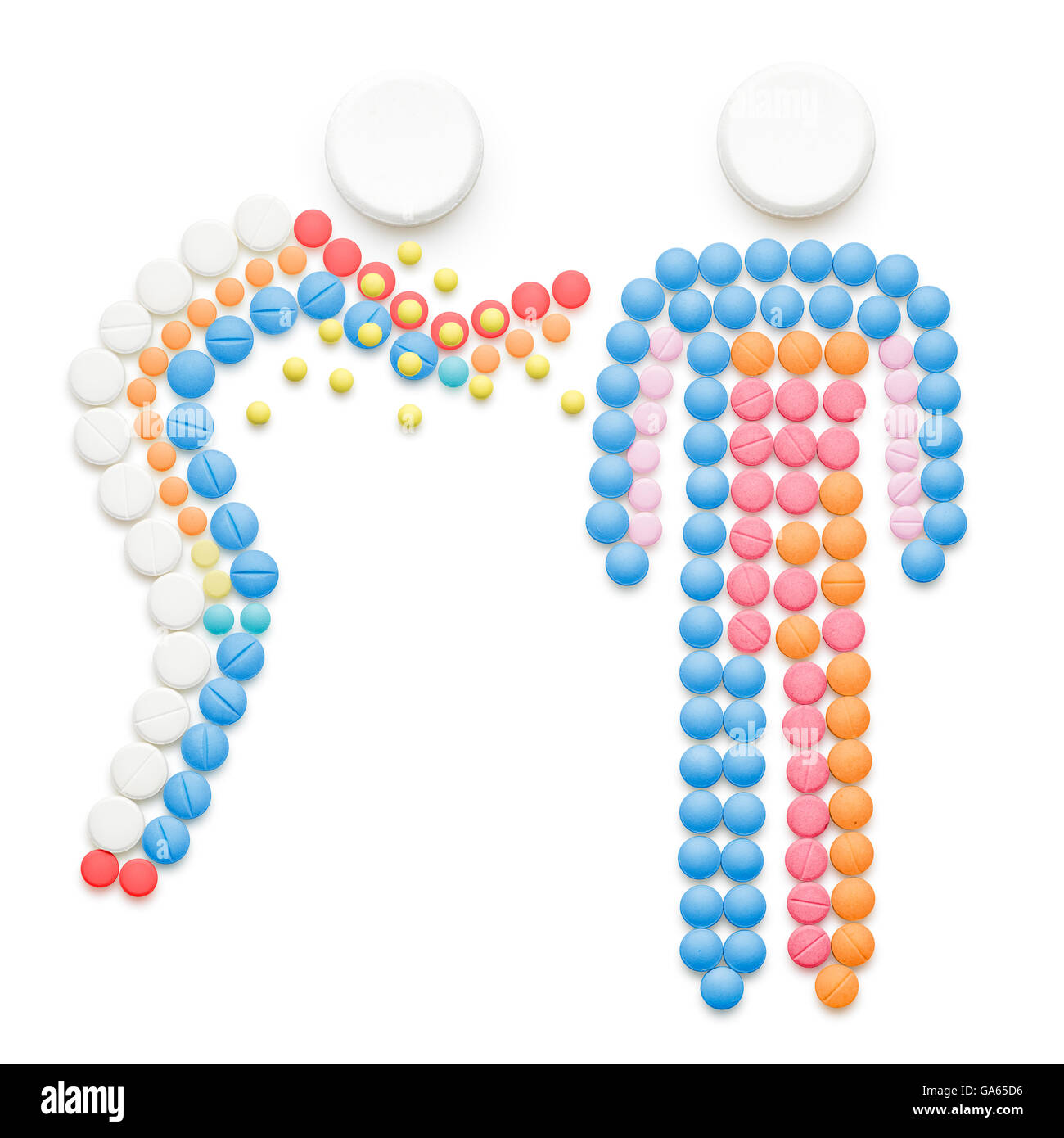 Creative health concept made of drugs and pills, isolated on white. A ...
