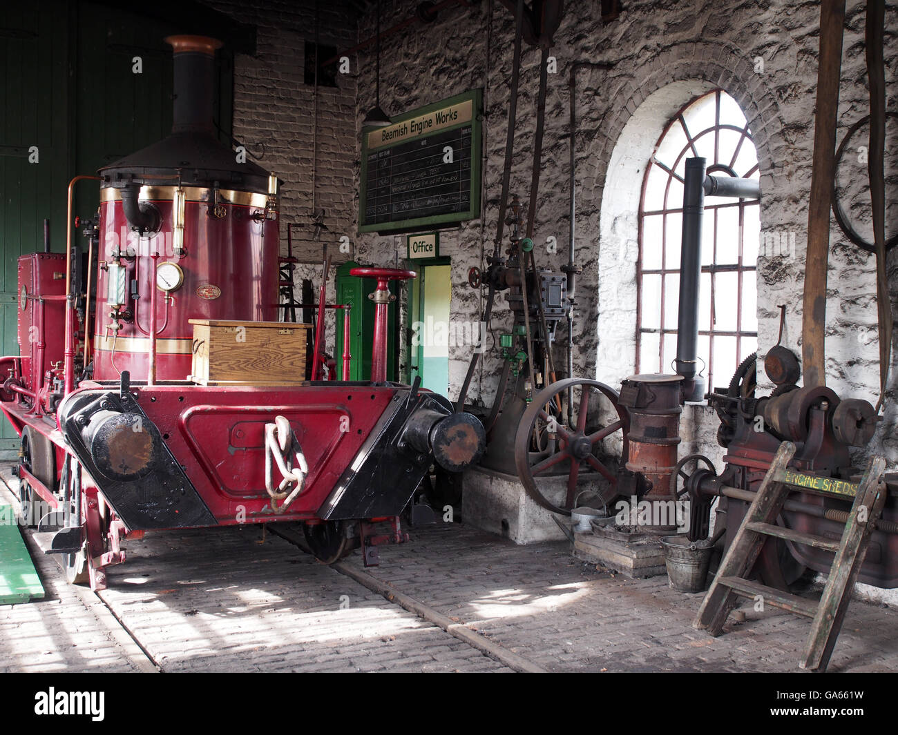 Traditionally equipped steam engine shed and workshop at the Beamish ...