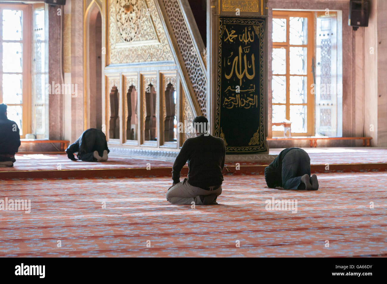 Praying at the blue mosque, Istanbul, Turkey Stock Photo - Alamy