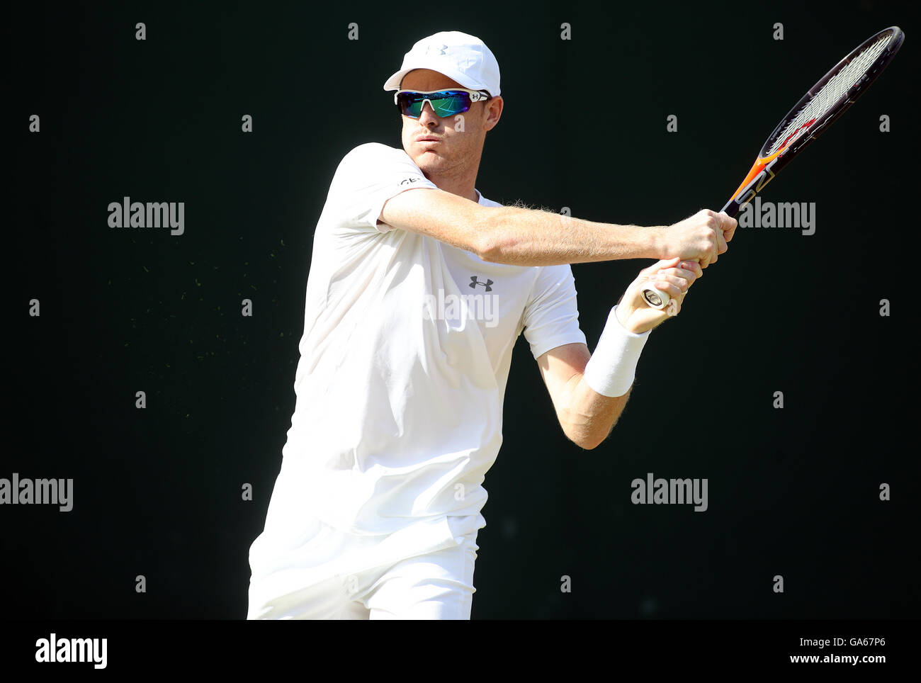Jamie Murray during his doubles match with Bruno Soares on day seven of ...