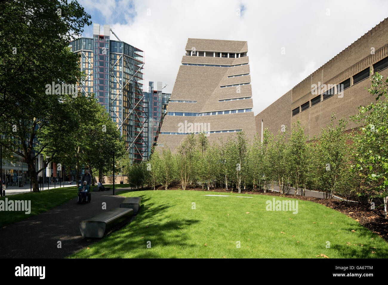 View of east side of Switch House and older Tate Modern. Switch House ...