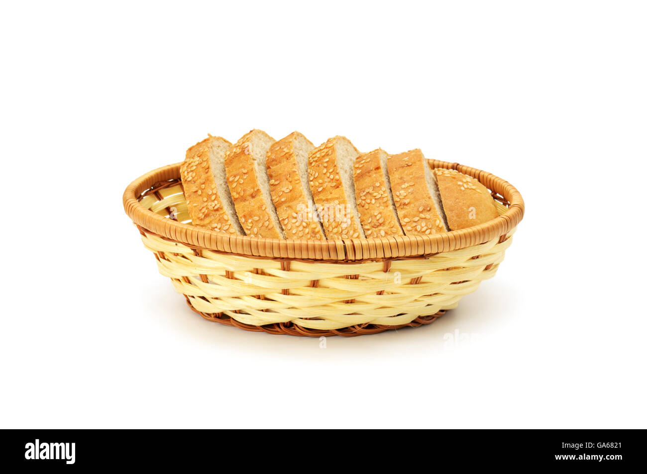 bread in basket isolated on a white Stock Photo - Alamy