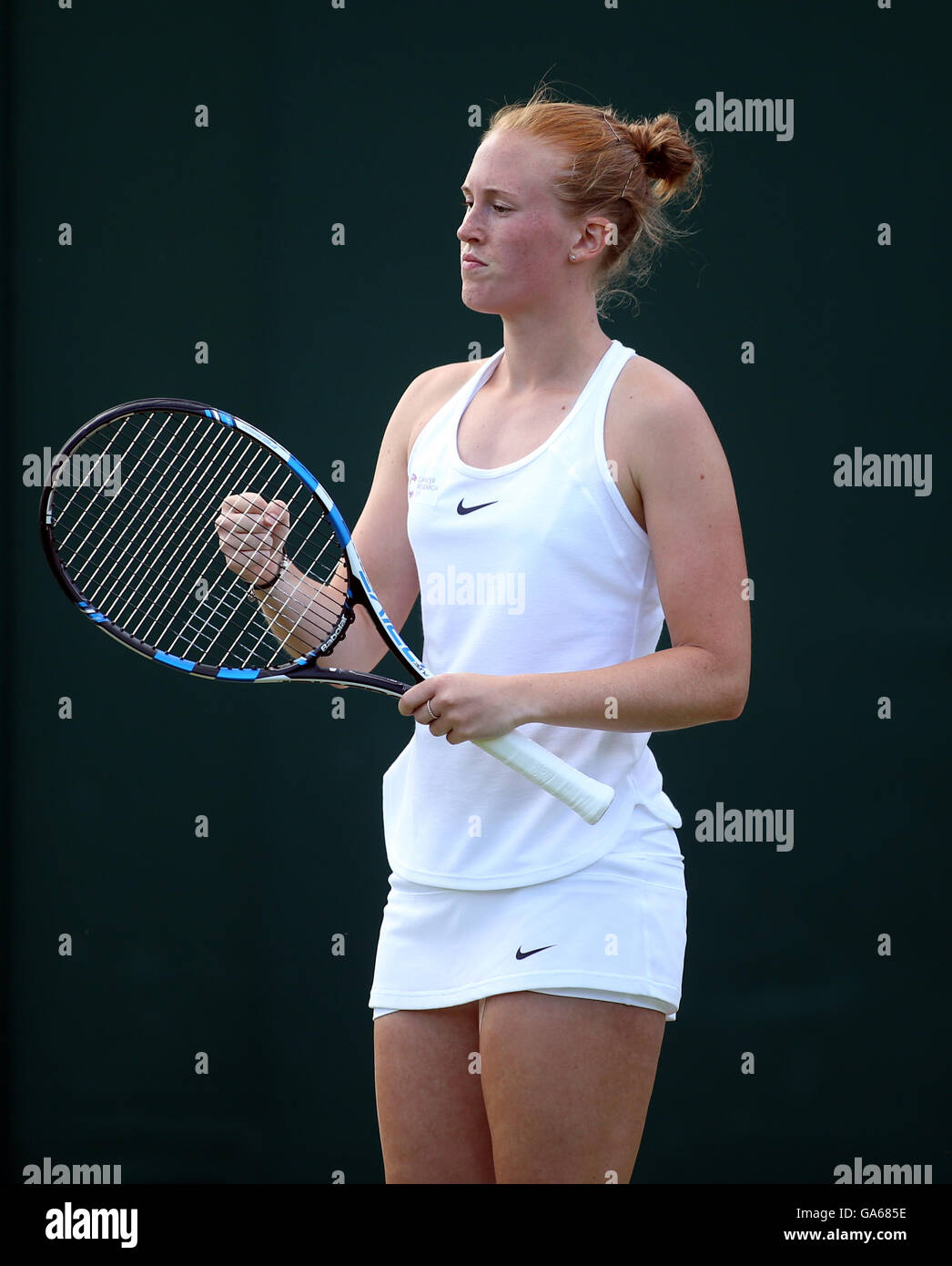 Anna Smith during her doubles match with Jocelyn Rae on day seven of ...