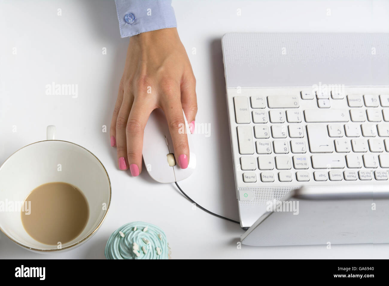 Woman typing on keyboard in hi-res stock photography and images - Alamy