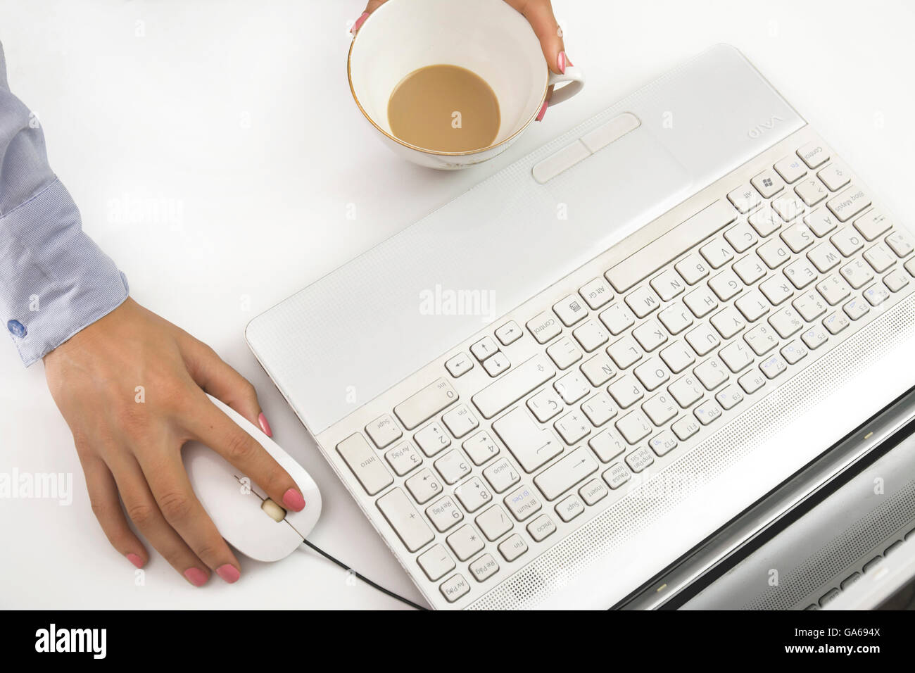 Woman typing on keyboard in hi-res stock photography and images - Alamy