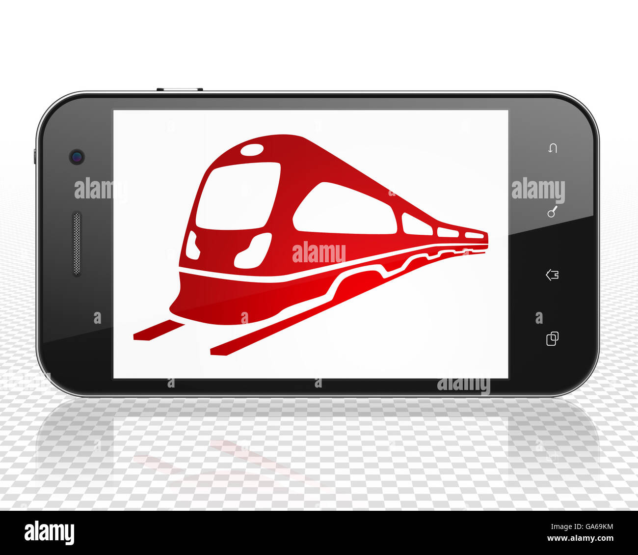 Vacation concept: Smartphone with Train on display Stock Photo - Alamy