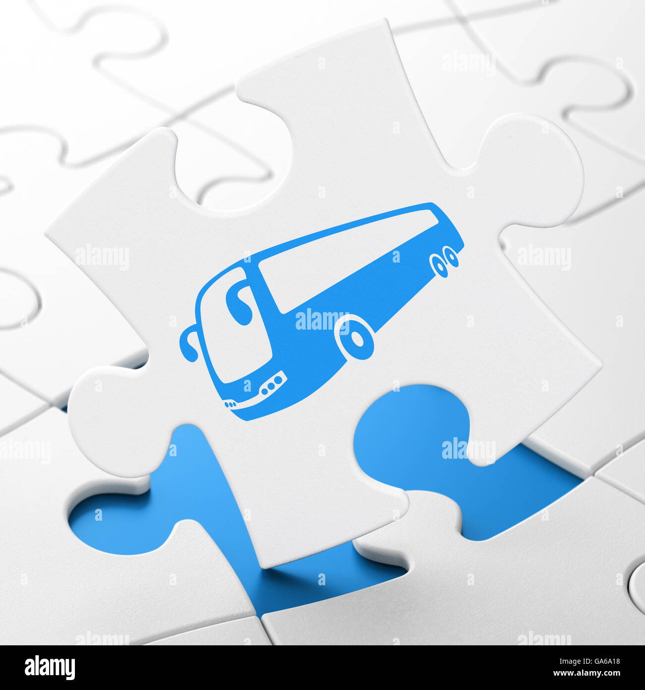 Tourism concept: Bus on puzzle background Stock Photo - Alamy