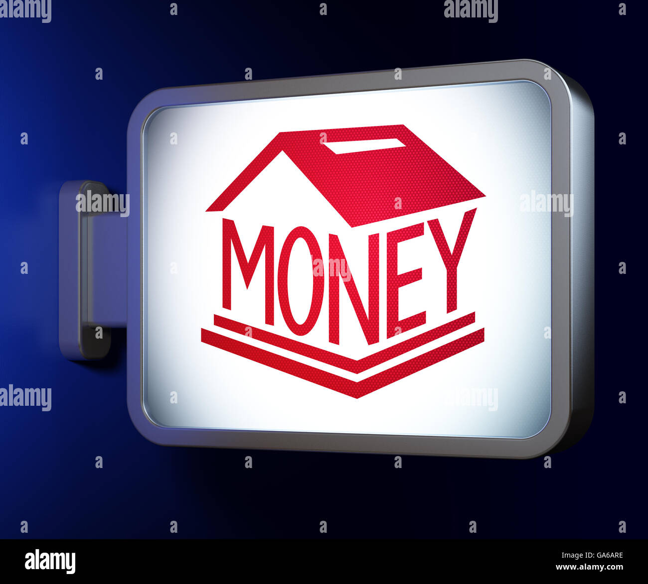 Money concept: Money Box on billboard background Stock Photo - Alamy