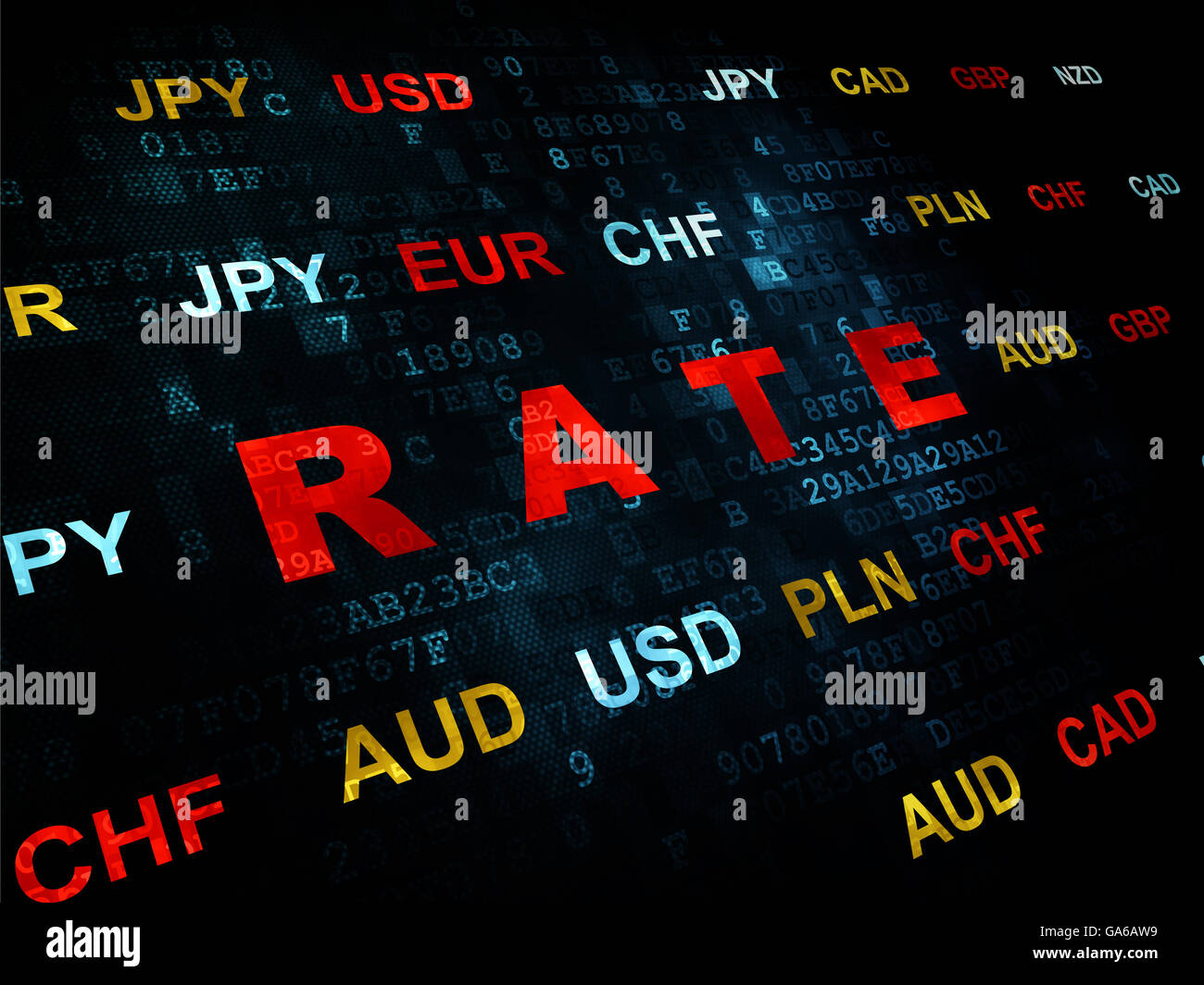 Banking concept: Rate on Digital background Stock Photo - Alamy
