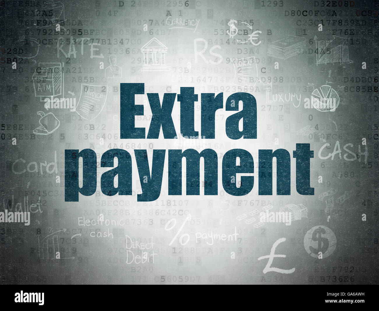 Banking concept: Extra Payment on Digital Data Paper background Stock ...