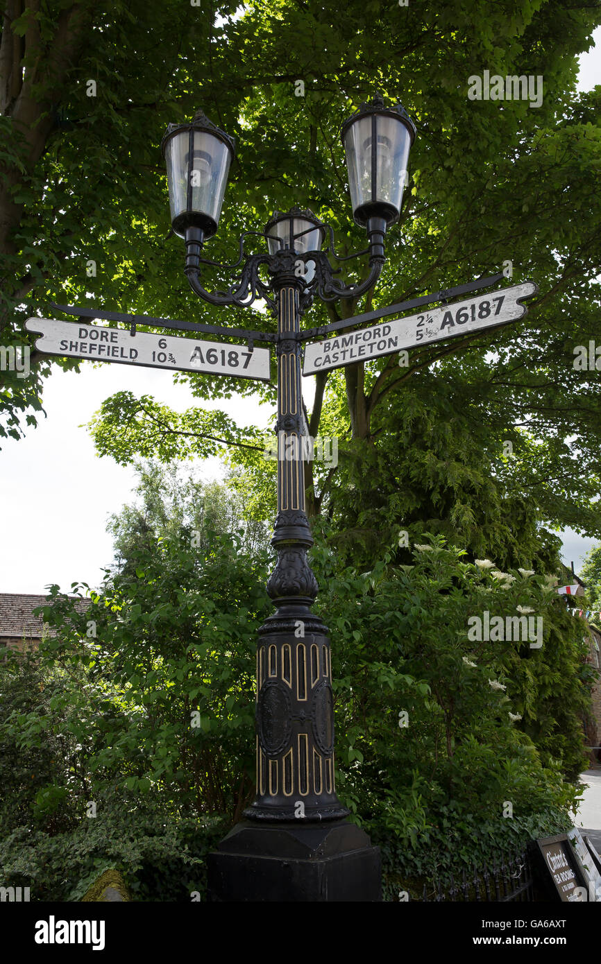 Old fashioned town direction sign in Hathersage Derbyshire Stock Photo ...