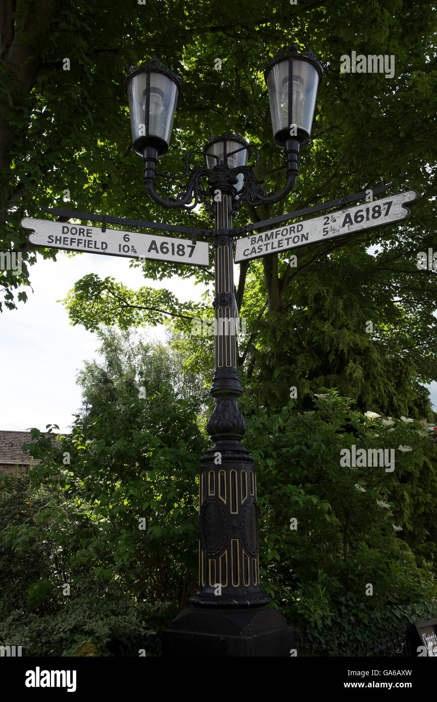 Old fashioned town direction sign in Hathersage Derbyshire Stock Photo ...