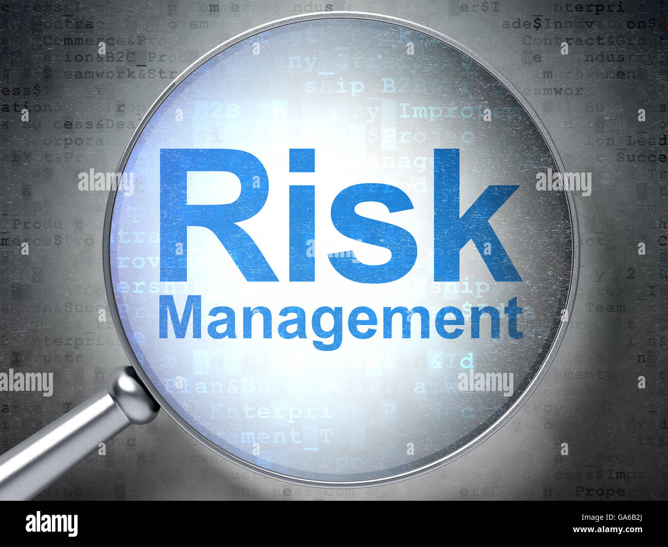 Finance concept: Risk Management with optical glass Stock Photo - Alamy