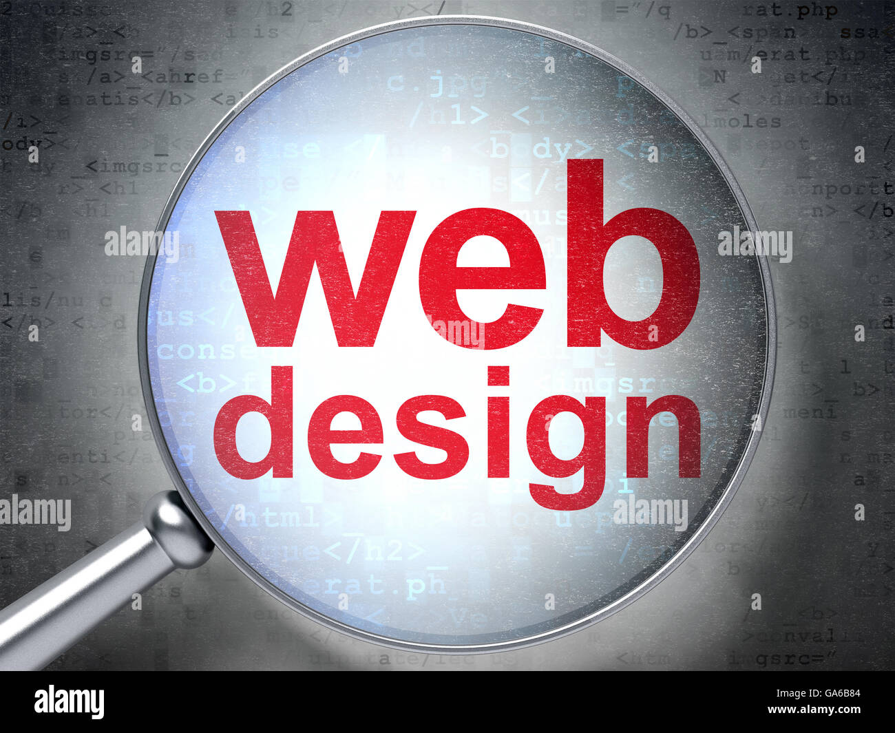 Web development concept: Web Design with optical glass Stock Photo - Alamy