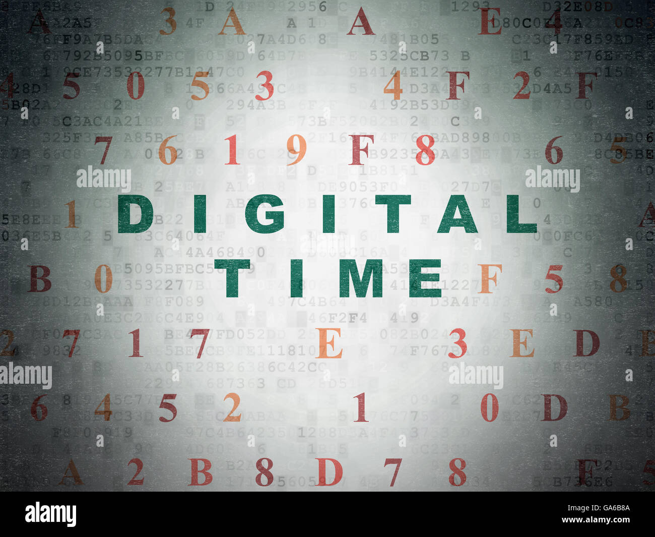 Time concept: Digital Time on Digital Data Paper background Stock Photo ...