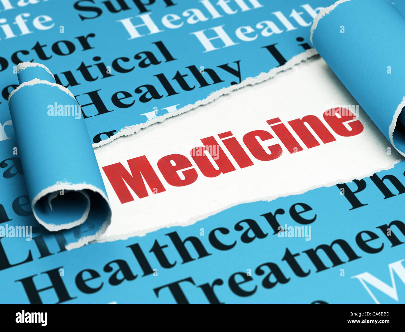 Health concept: red text Medicine under the piece of torn paper Stock ...