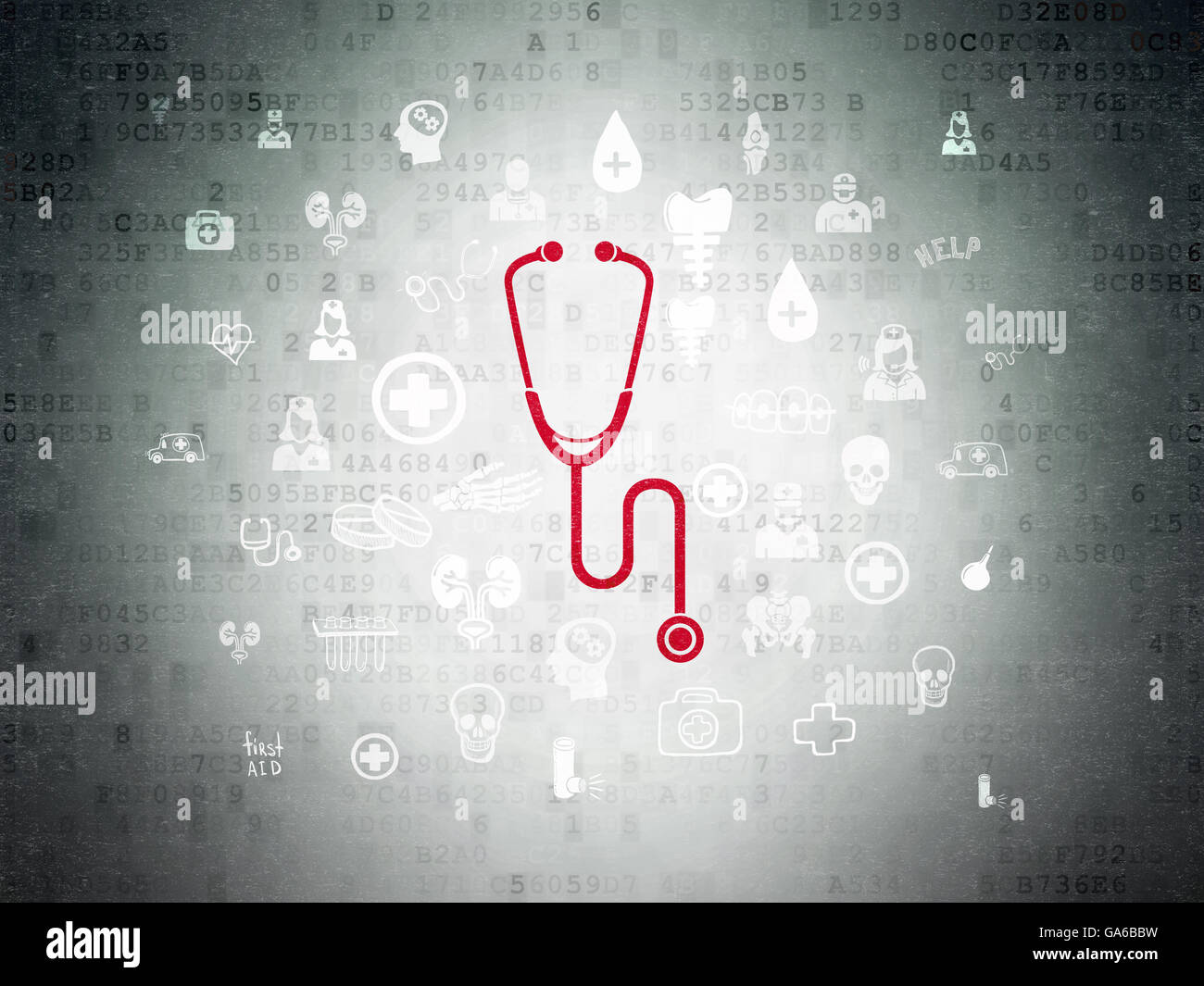 Health concept: Stethoscope on Digital Data Paper background Stock ...