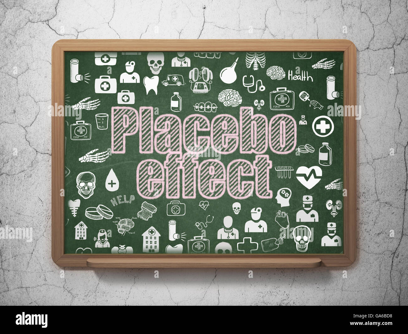 Health concept: Placebo Effect on School board background Stock Photo ...