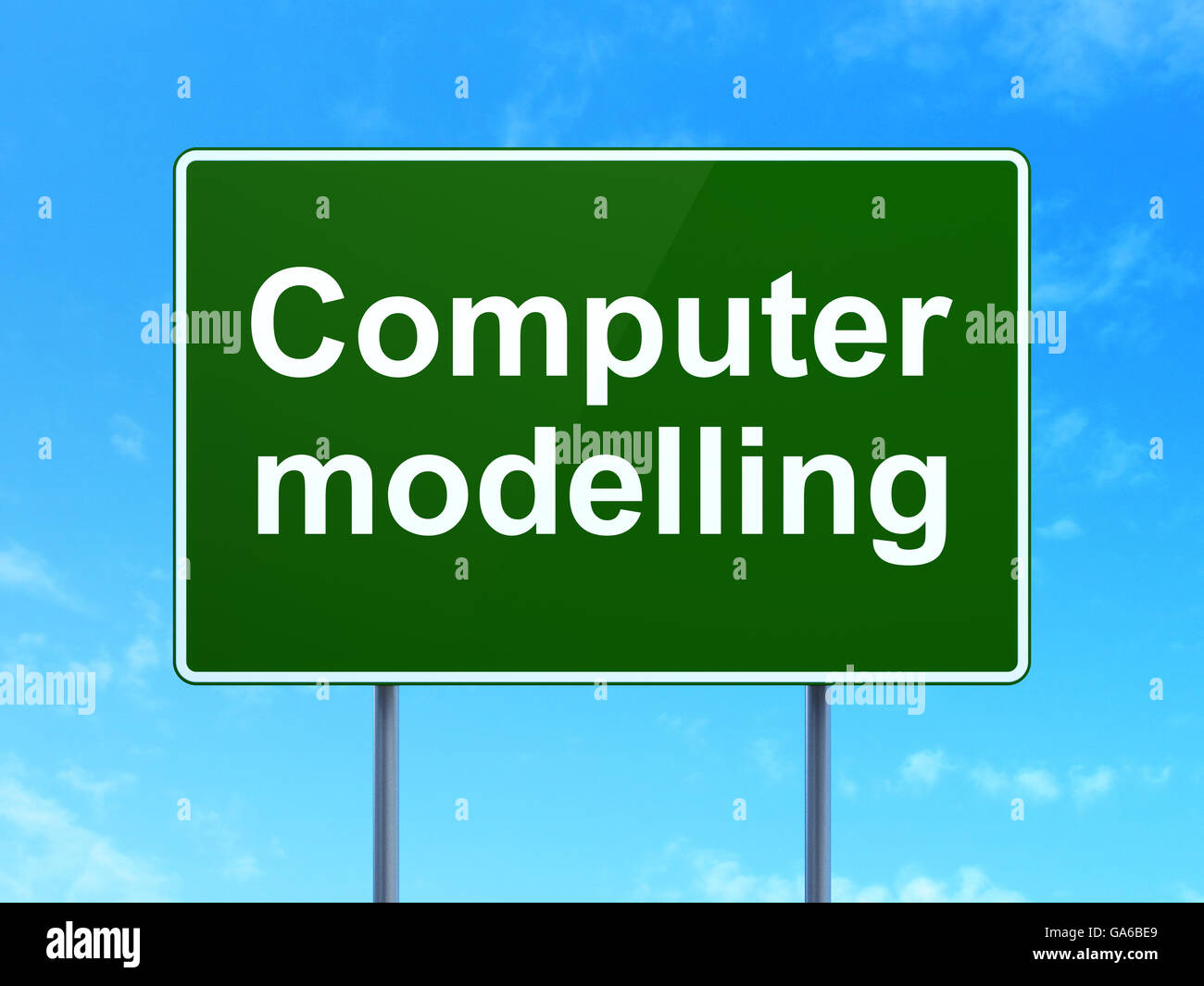 Science concept: Computer Modelling on road sign background Stock Photo ...