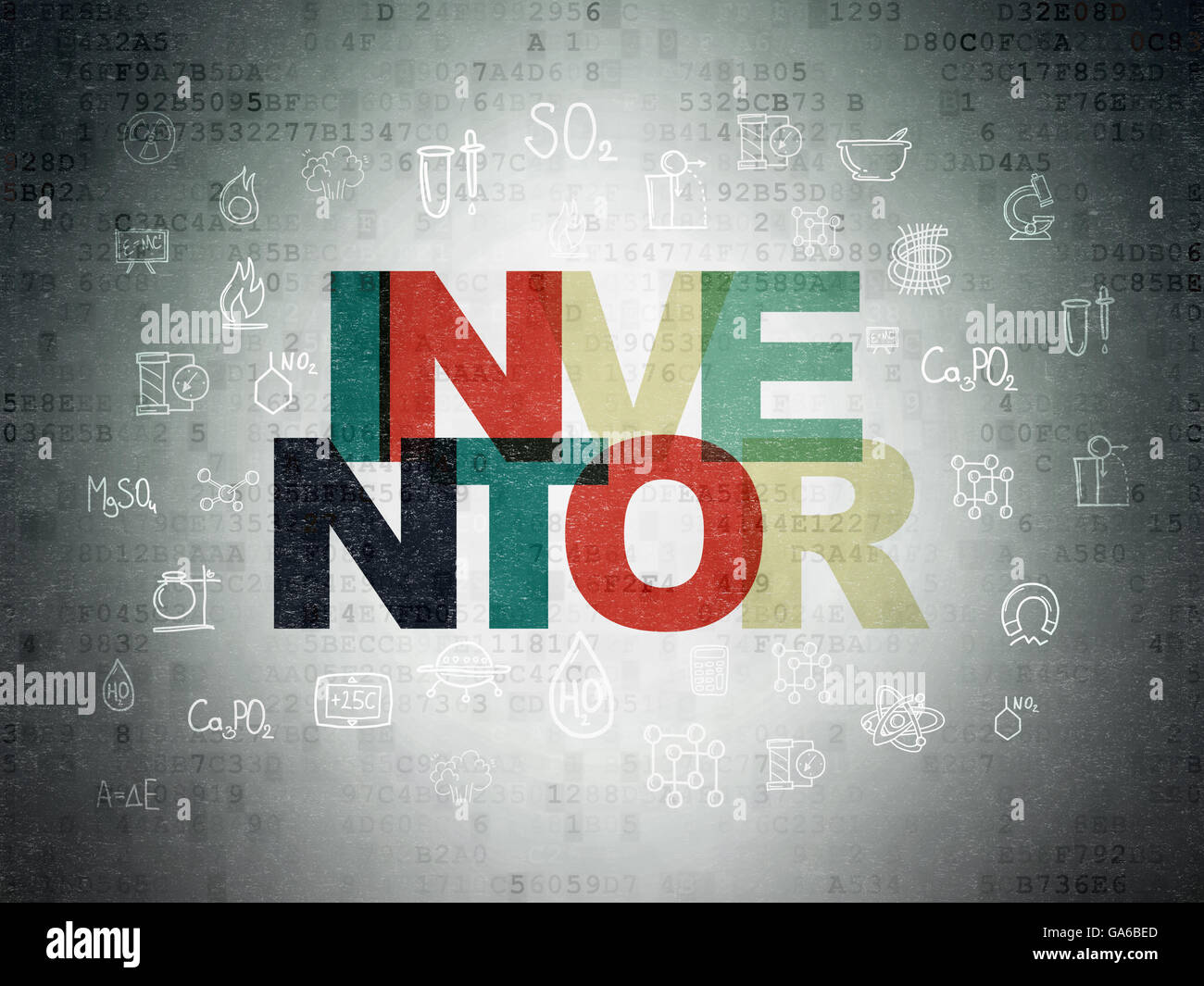 Science concept: Inventor on Digital Data Paper background Stock Photo ...