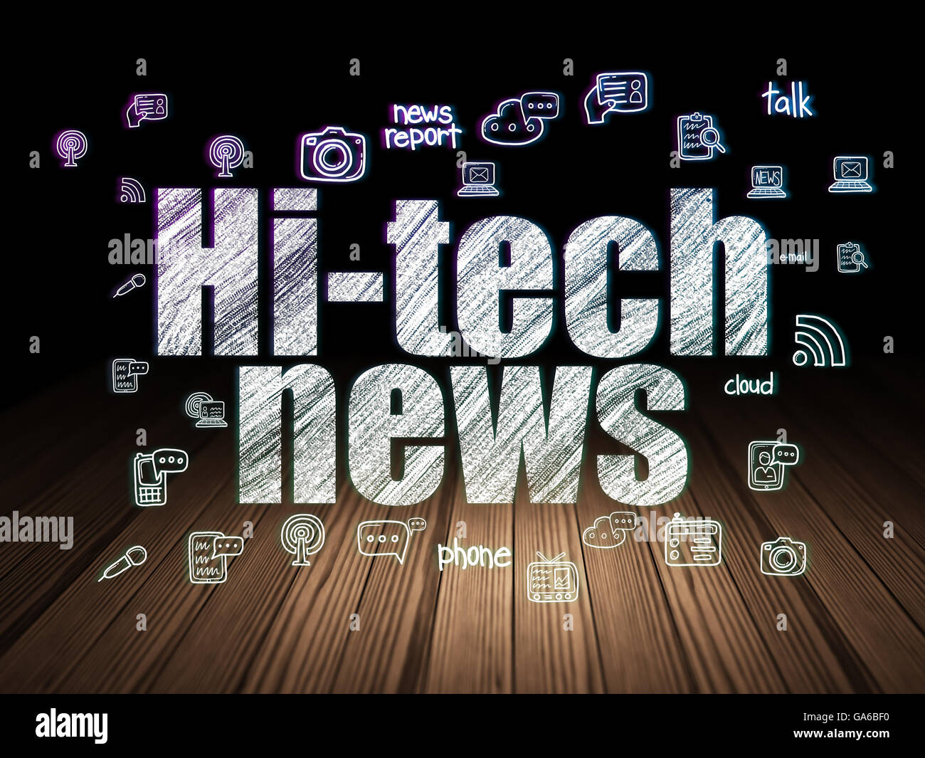 News concept: Hi-tech News in grunge dark room Stock Photo - Alamy