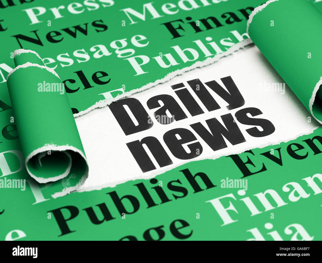News concept: black text Daily News under the piece of torn paper Stock ...