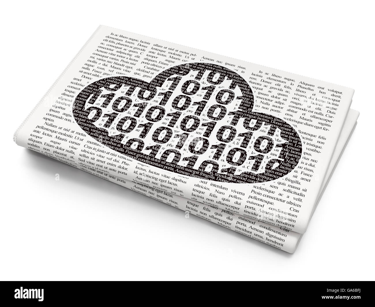 Cloud computing concept: Cloud With Code on Newspaper background Stock ...