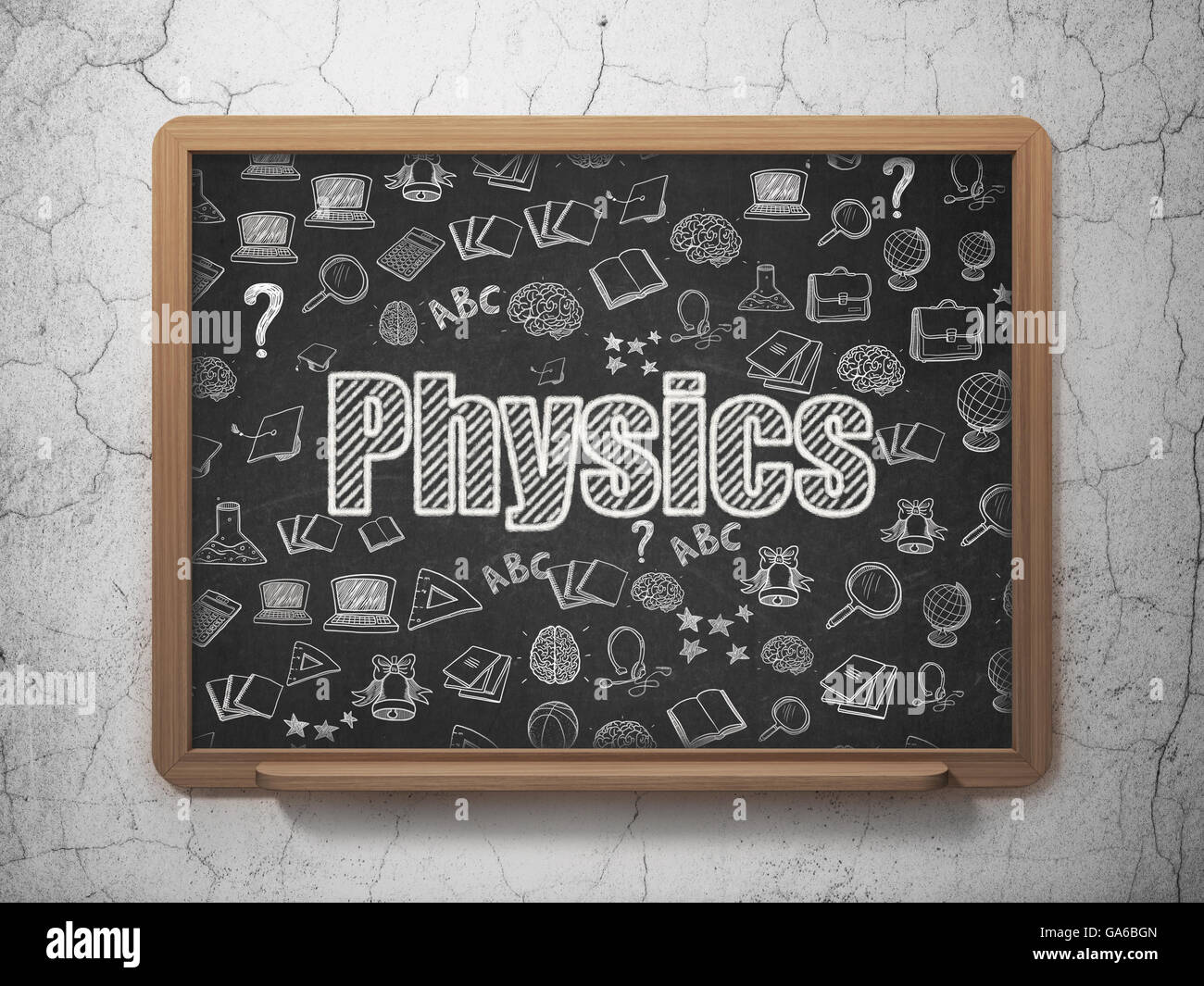 Studying concept: Physics on School board background Stock Photo - Alamy