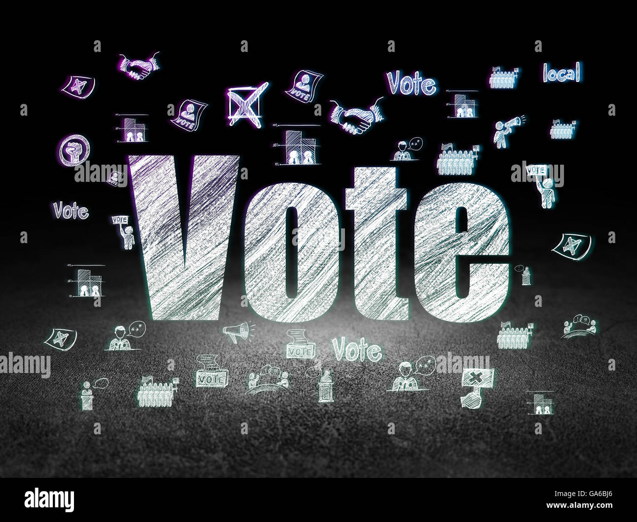 Political concept: Vote in grunge dark room Stock Photo - Alamy