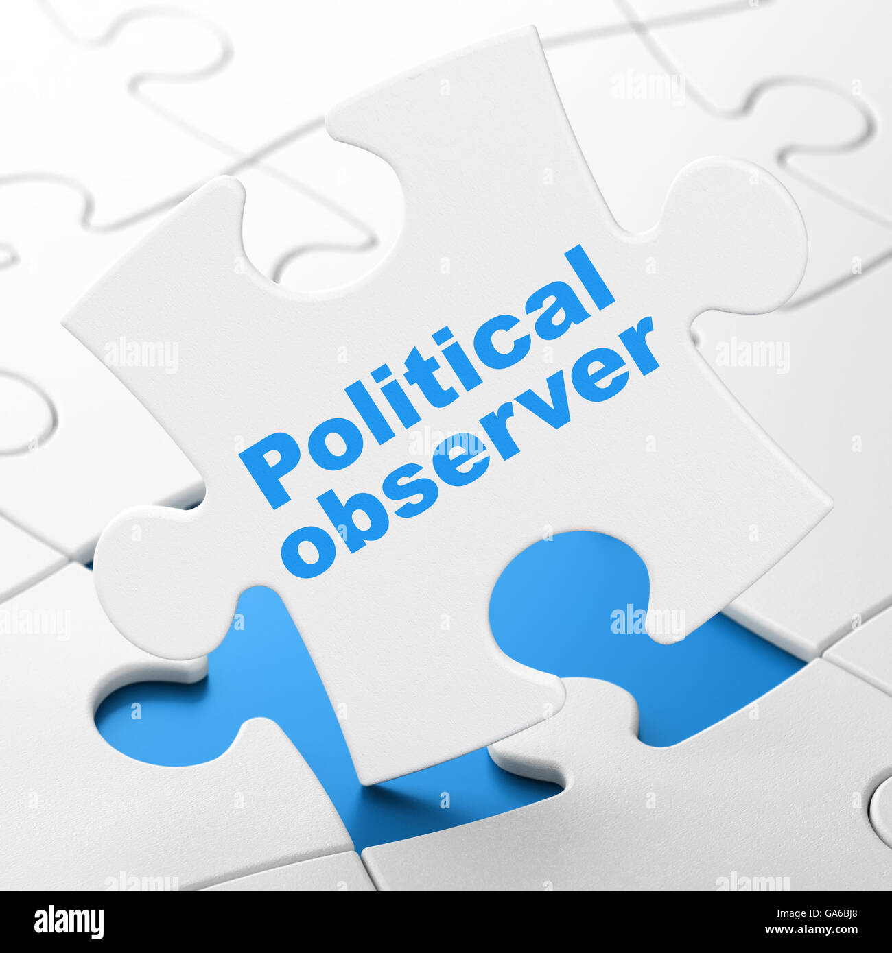 Political concept: Political Observer on puzzle background Stock Photo ...